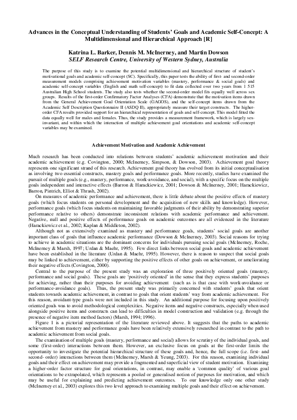(PDF) Advances in the Conceptual Understanding of Students' Goals and ...