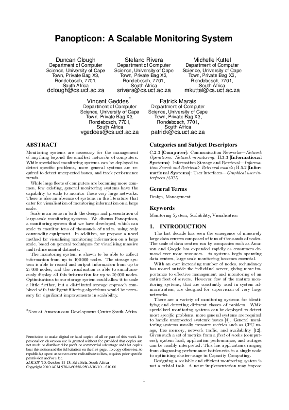 (PDF) Panopticon: a scalable monitoring system