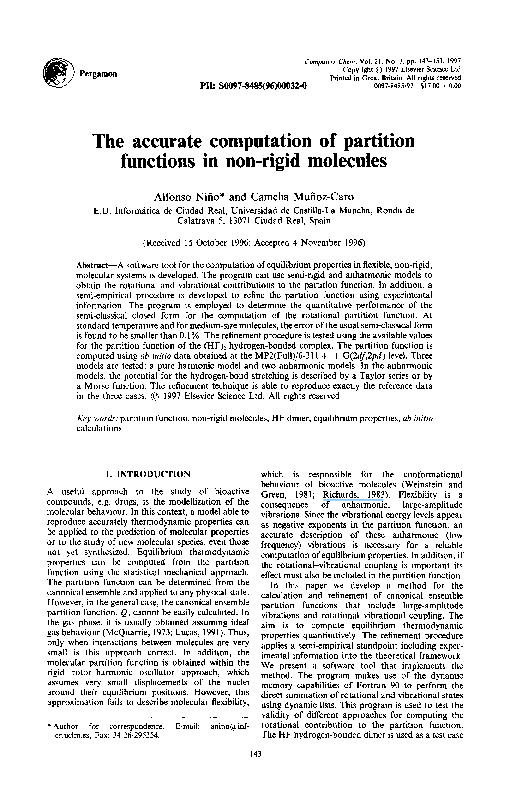 Pdf The Accurate Computation Of Partition Functions In Non Rigid