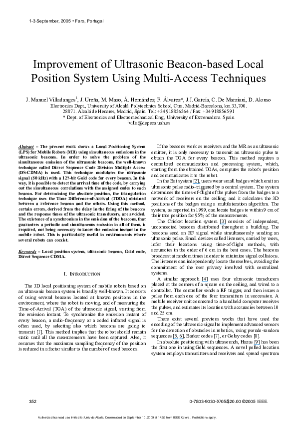 (PDF) Iimprovement of ultrasonic beacon-based local position system ...