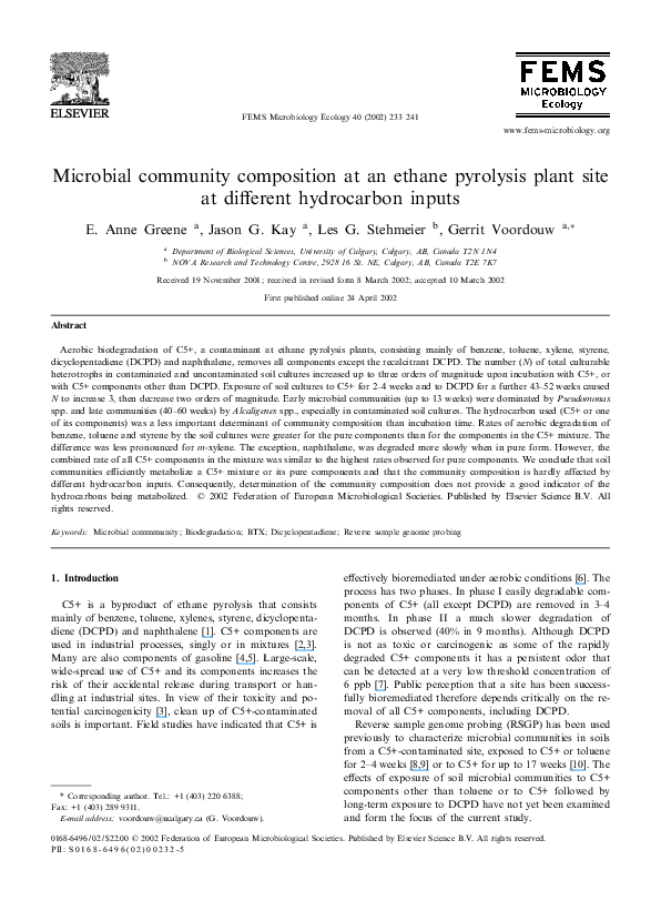 (PDF) Microbial community composition at an ethane pyrolysis plant site ...