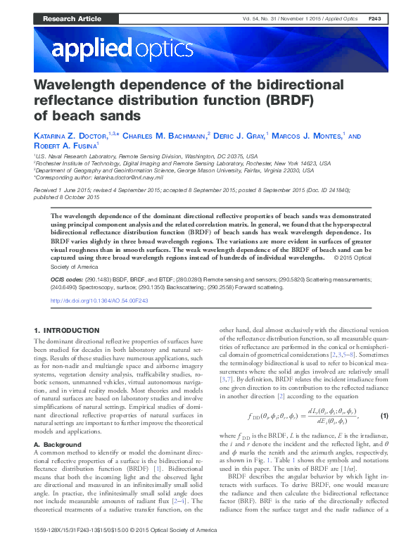 (PDF) Wavelength dependence of the bidirectional reflectance distribution function (BRDF) of ...