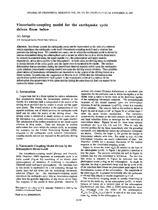 (PDF) Viscoelastic-coupling model for the earthquake cycle driven from ...