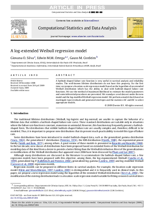 (PDF) A log-extended Weibull regression model