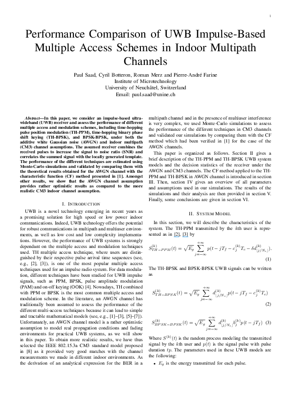 (PDF) Performance comparison of UWB impulse-based multiple access schemes in indoor multipath ...