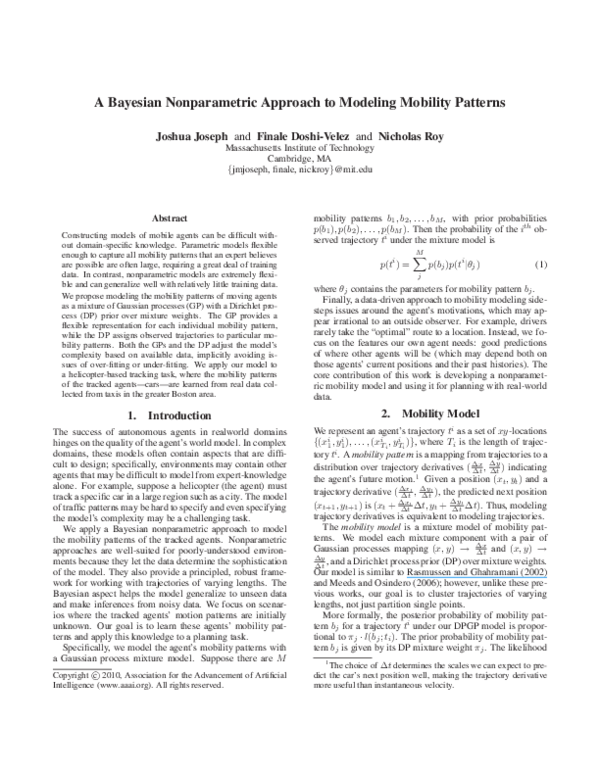 Pdf A Bayesian Nonparametric Approach To Modeling Mobility Patterns