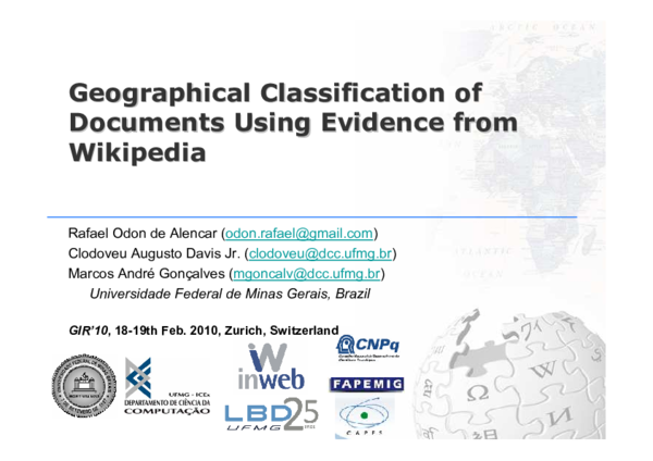 (PDF) Geographical classification of documents using evidence from ...