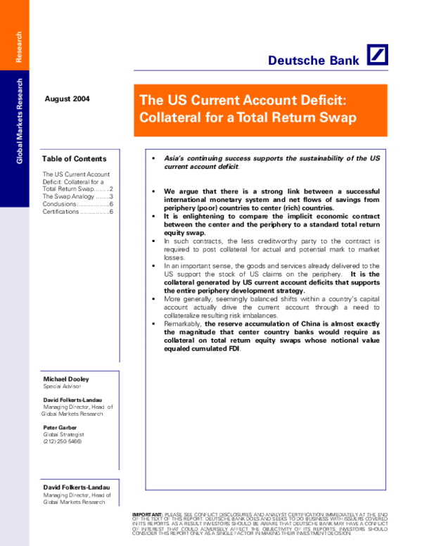 (PDF) The US current account deficit: collateral for a total return swap