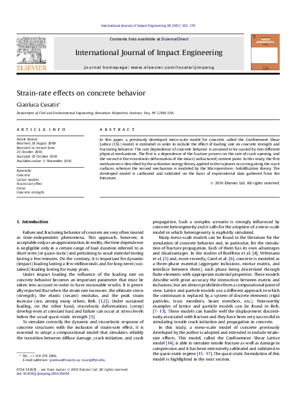 (PDF) Strain-rate effects on concrete behavior