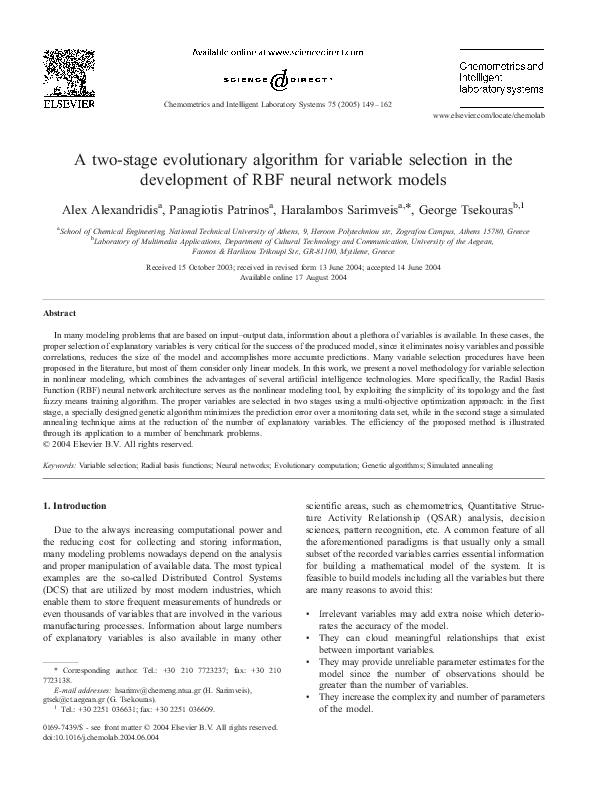 (PDF) A two-stage evolutionary algorithm for variable selection in the development of RBF neural ...