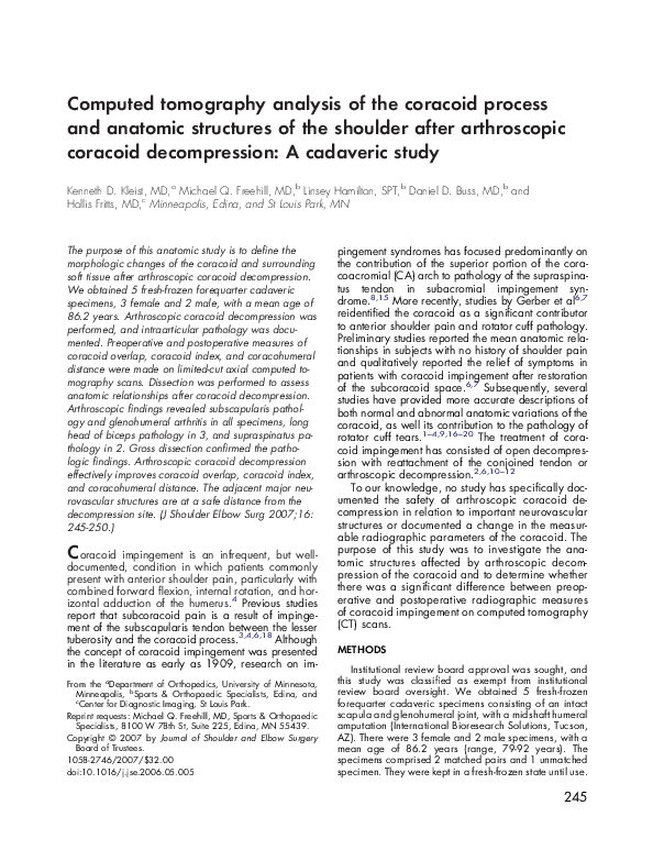 (PDF) Computed tomography analysis of the coracoid process and anatomic ...