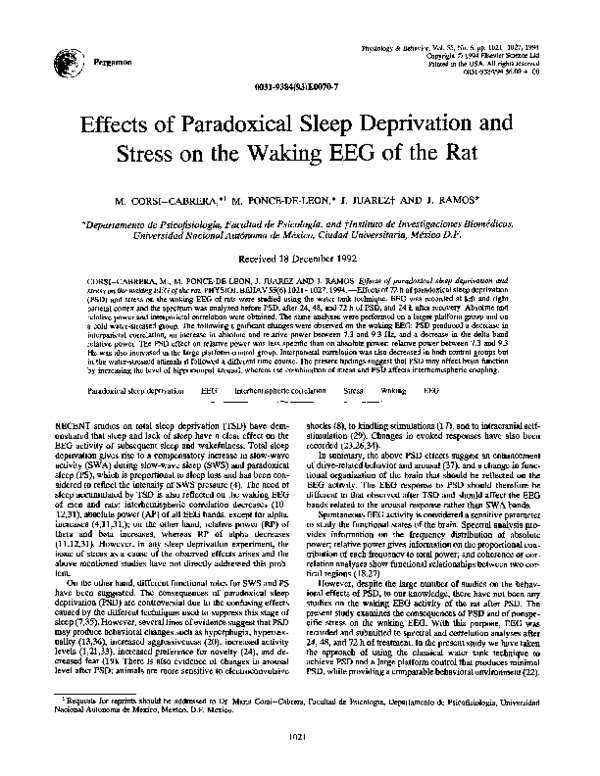 (PDF) Effects of paradoxical sleep deprivation and stress on the waking ...