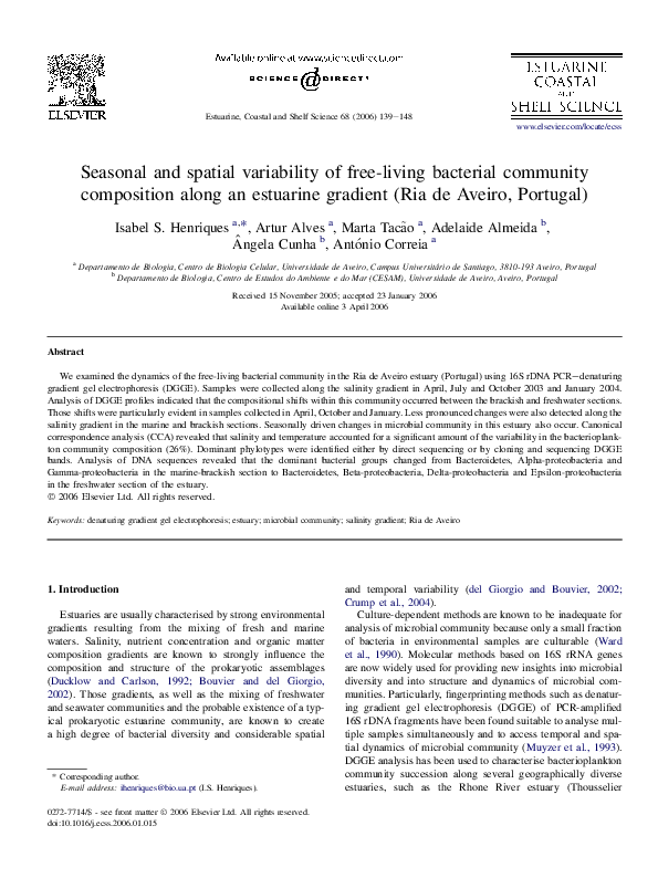 (PDF) Seasonal and spatial variability of free-living bacterial community composition along an ...