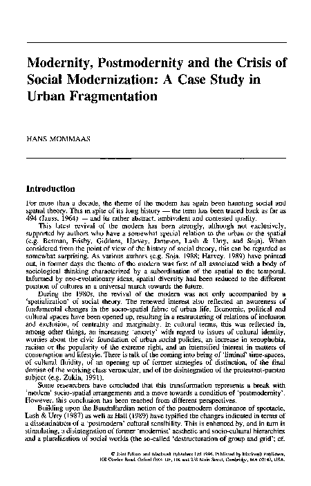 (PDF) Modernity, Postmodernity and the Crisis of Social Modernization ...