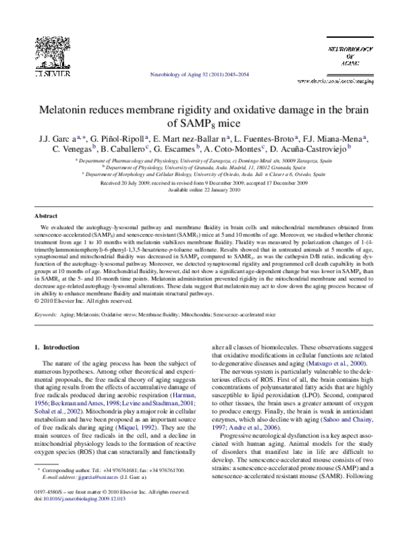 (PDF) Melatonin reduces membrane rigidity and oxidative damage in the ...