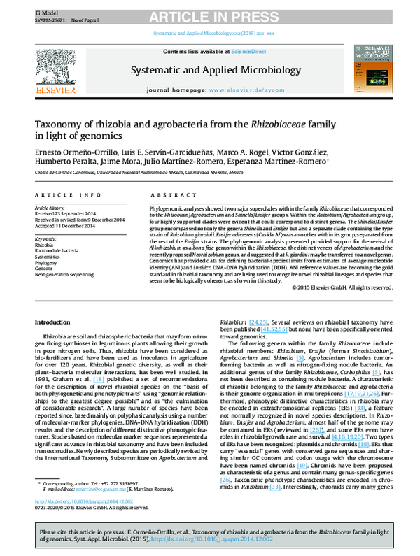 (PDF) Taxonomy of rhizobia and agrobacteria from the Rhizobiaceae ...