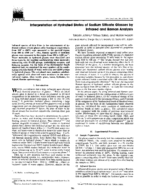 (PDF) Interpretation of Hydrated States of Sodium Silicate Glasses by ...