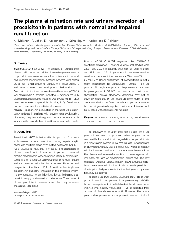 (PDF) The plasma elimination rate and urinary secretion of ...