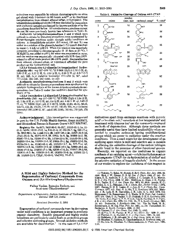 (PDF) A mild and highly selective method for the regeneration of ...