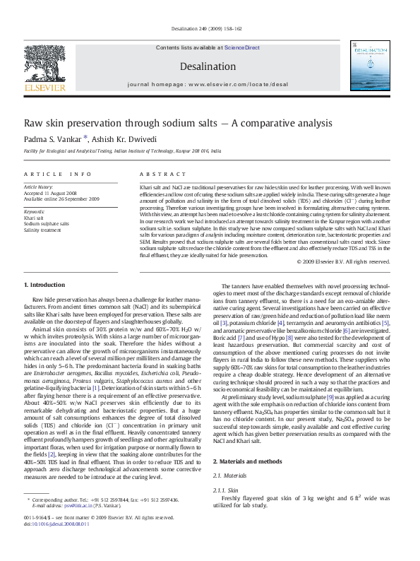 (PDF) Raw skin preservation through sodium salts A comparative analysis