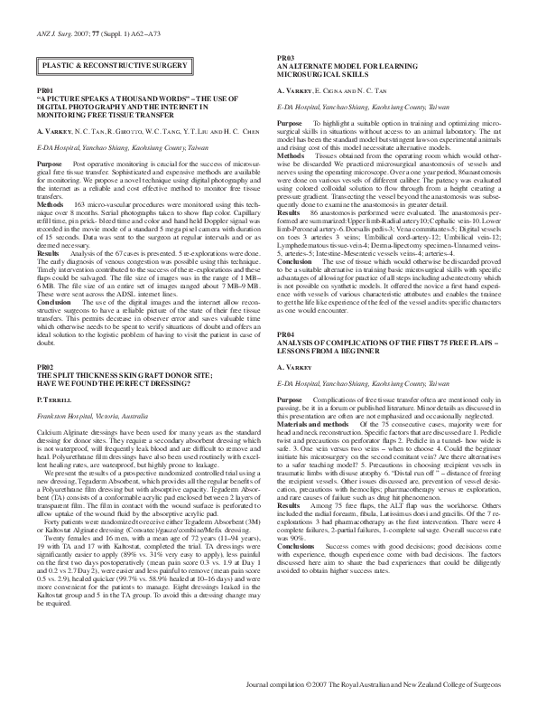(PDF) Postoperative Free-Flap Monitoring Techniques | Alexandra Quimby ... (PDF) Postoperative Free-Flap Monitoring Techniques | Alexandra Quimby ...