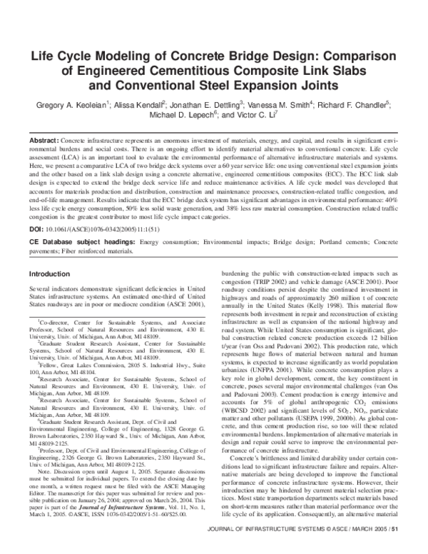(PDF) Life Cycle Modeling of Concrete Bridge Design: Comparison of ...