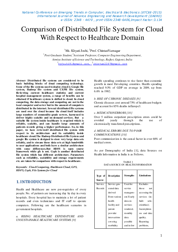 (PDF) Comparison of Distributed File System for Cloud With Respect to ...