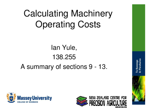 (PDF) Calculating Machinery Operating Costs