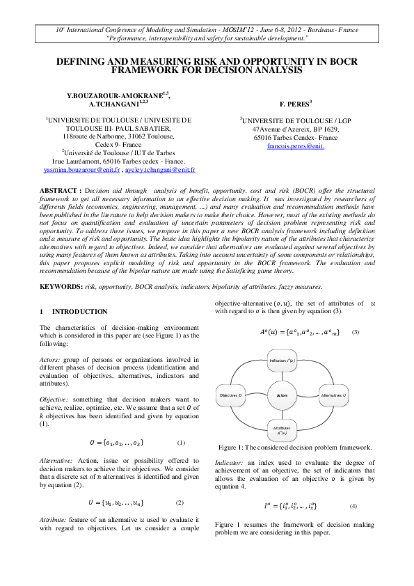 (PDF) Defining and Measuring Risk and Opportunity in Bocr Framework for ...