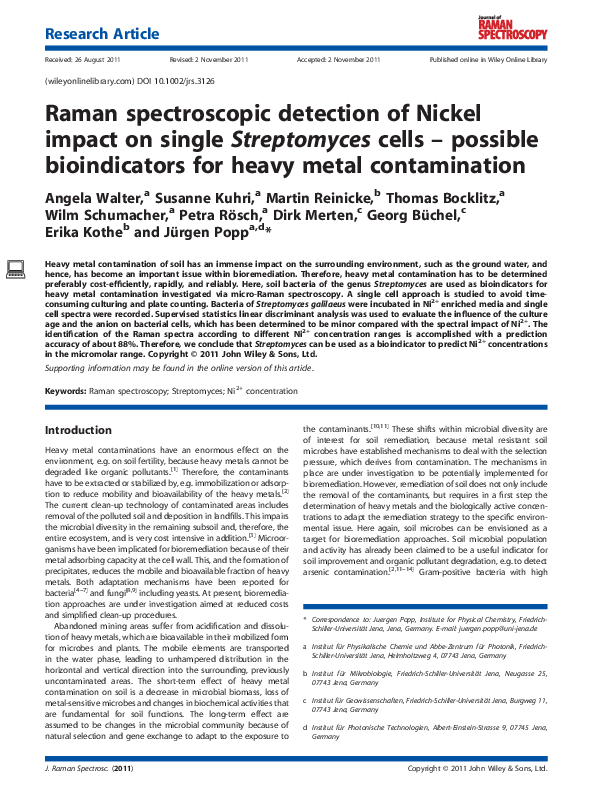 (PDF) Raman spectroscopic detection of Nickel impact on single ...
