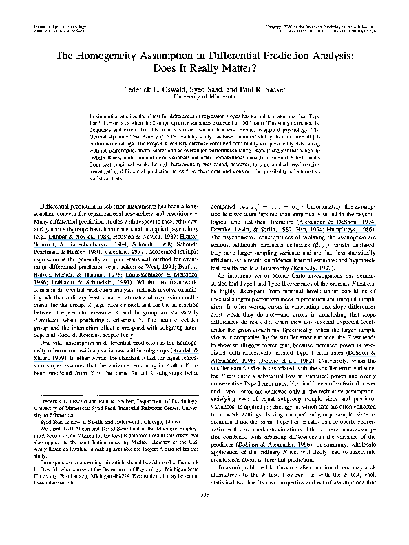 (PDF) The homogeneity assumption in differential prediction analysis ...
