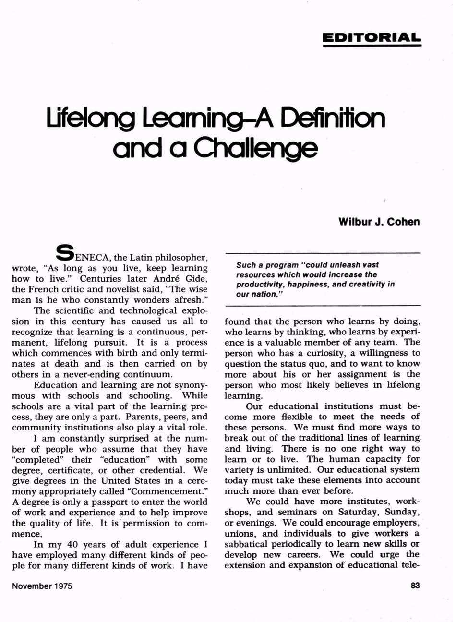(PDF) Lifelong Learning-A Definition and a Challenge