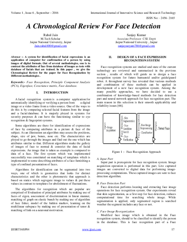 (PDF) A Chronological Review For Face Detection
