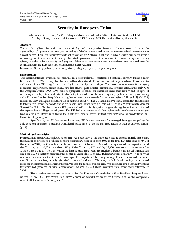 (PDF) Security in European Union