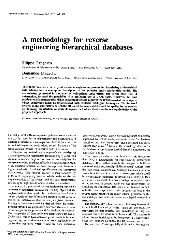 (PDF) A methodology for reverse engineering hierarchical databases