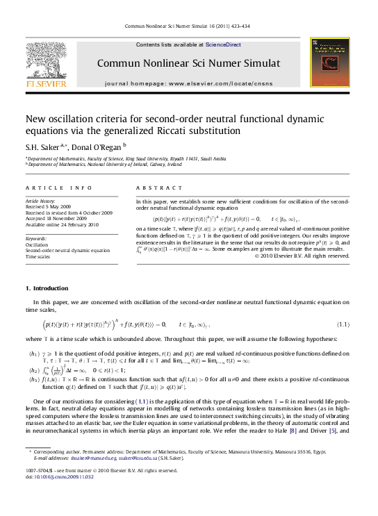 Pdf New Oscillation Criteria For Second Order Neutral Dynamic Equations On Time Scales Via