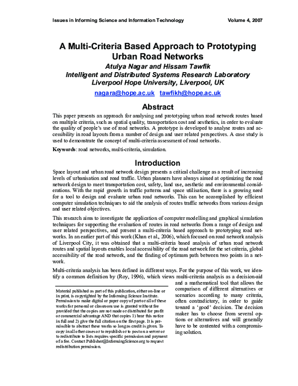 (PDF) A Multi-Criteria Based Approach to Prototyping Urban Road Networks