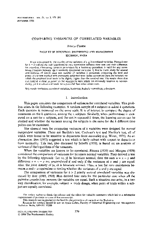 (PDF) Comparing variances of correlated variables