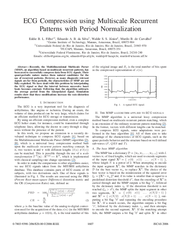(PDF) ECG compression using multiscale recurrent patterns with period normalization