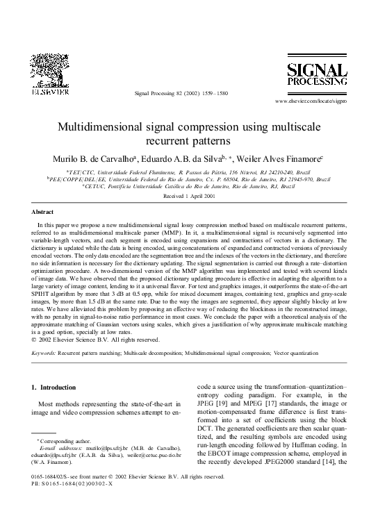 Pdf Multidimensional Signal Compression Using Multi Scale Recurrent Patterns With Smooth Side