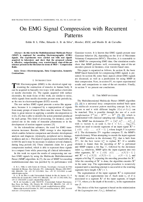 (PDF) On EMG Signal Compression With Recurrent Patterns