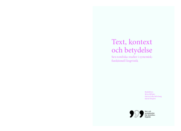 (PDF) Text, kontext och betydelse