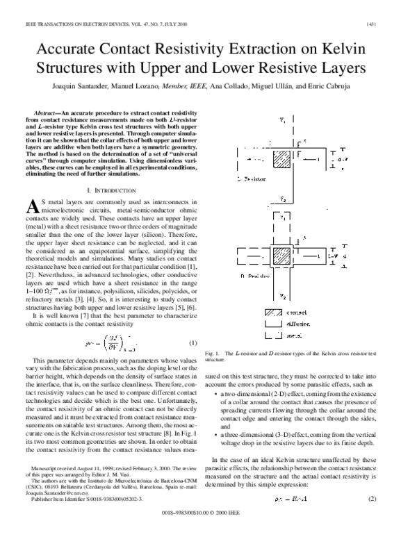(PDF) Accurate contact resistivity extraction on Kelvin structures with ...