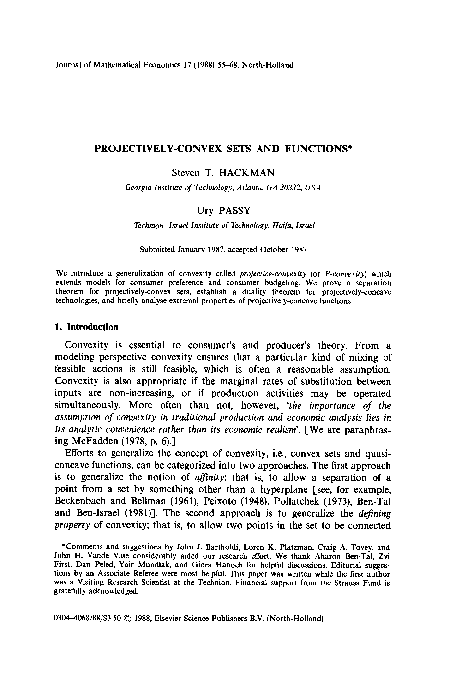 (PDF) Projectively-convex sets and functions