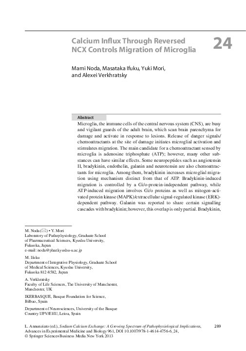 (PDF) Calcium influx through reversed NCX controls migration of microglia