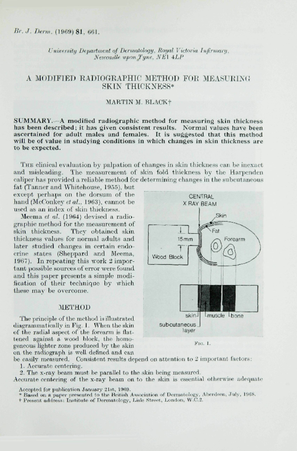 (PDF) A MODIFIED RADIOGRAPHIC METHOD FOR MEASURING SKIN THICKNESS