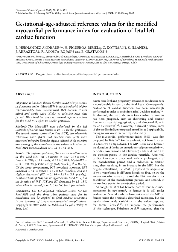 (PDF) The Fetal Modified Myocardial Performance Index: Is Automation ...