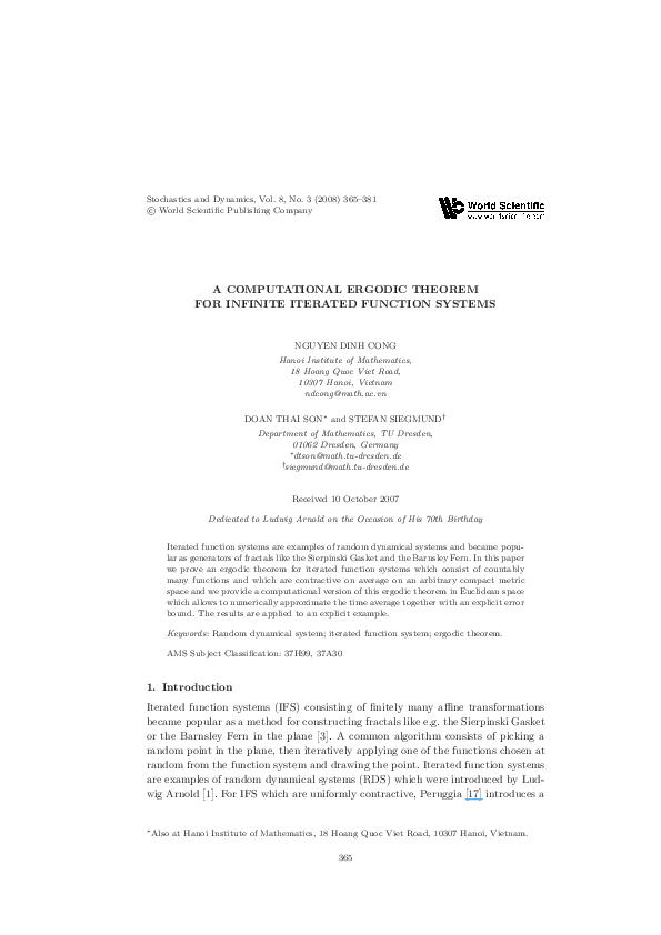 Pdf A Computational Ergodic Theorem For Infinite Iterated Function
