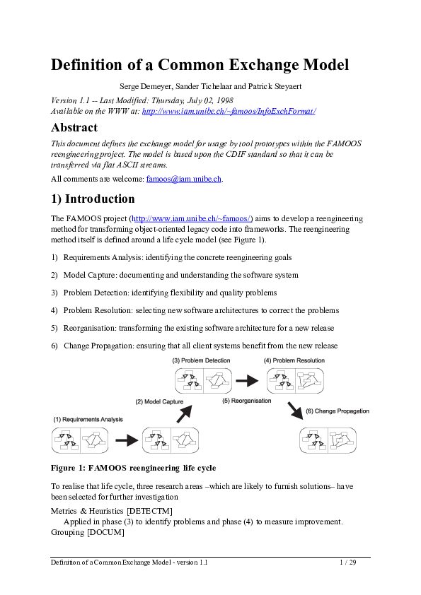 (PDF) Definition of a Common Exchange Model