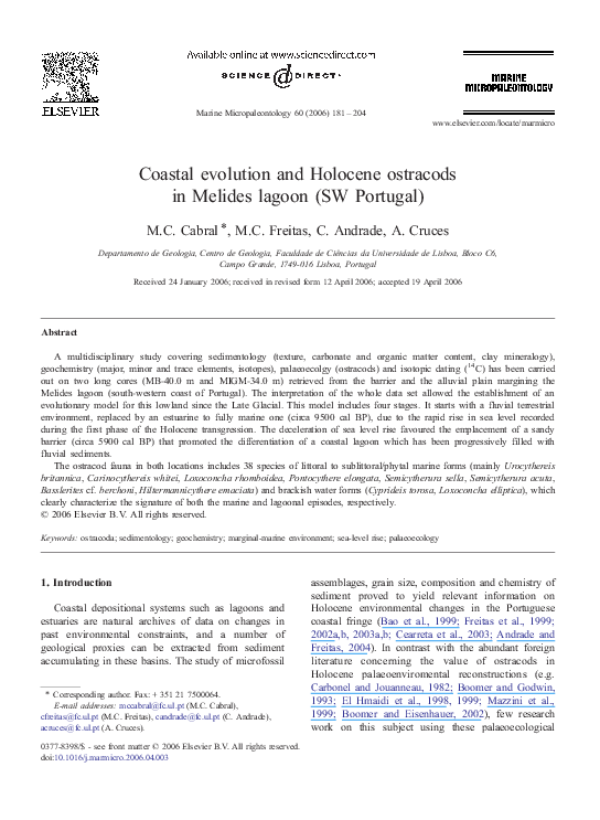 (PDF) Coastal evolution and Holocene ostracods in Melides lagoon (SW Portugal